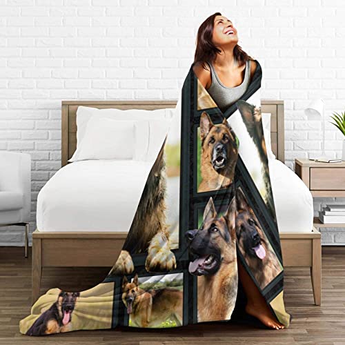 Smart Black Brown German Shepherd Dog Lovely Printed Ultra-Soft Throw Blanket Home Decorative Blanket for Living Room Bed Sofa