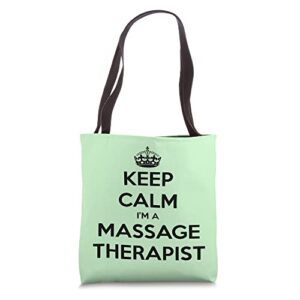 keep calm i am a massage therapist black text tote bag