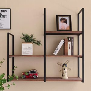 zhoyuexin Industrial Shelves Wall Mounted Shelf, 3 Tier Solid Wood Floating Industrial Bookshelf Rustic Wood Shelf for Bathroom Wall Decor