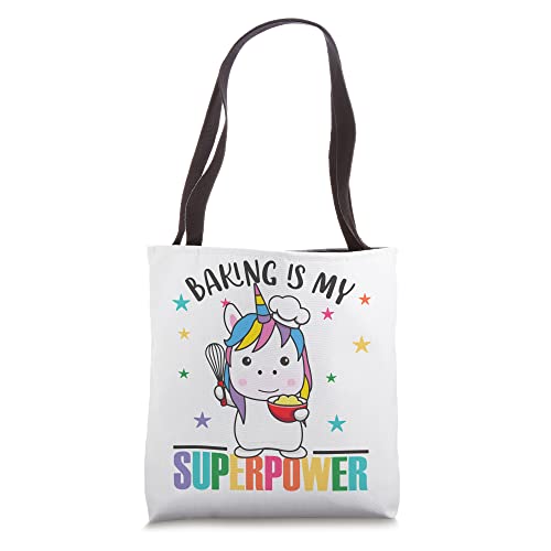 Baking Is My Superpower Cute Unicorn Is Baking Cupcakes Tote Bag