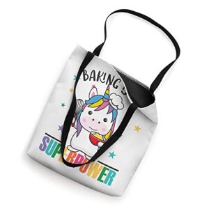 Baking Is My Superpower Cute Unicorn Is Baking Cupcakes Tote Bag