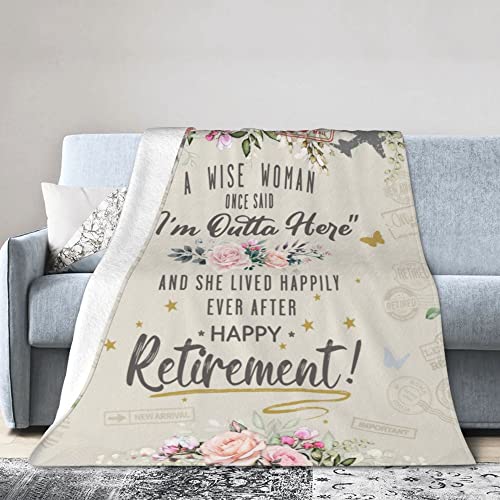 Ucuxuov Retirement Gifts for Women, Retired Gifts for Women, Funny Retirement Gifts for Teacher, Happy Retirement Gifts Ideas for Nurses Police Coworkers, Female Retirement Gifts Blankets 60"×50"