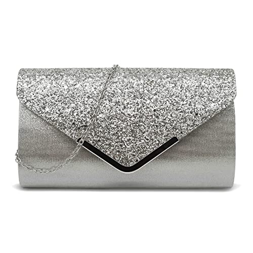 Lytosmoo Women Sparkling Evening Clutch Purse Formal Glitter Party Wedding Handbag Envelope Crossbody Shoulder Bag