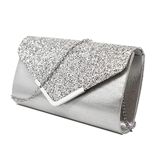 Lytosmoo Women Sparkling Evening Clutch Purse Formal Glitter Party Wedding Handbag Envelope Crossbody Shoulder Bag