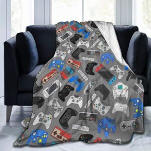 perinsto colorful video game controller background throw blanket ultra soft warm all season decorative fleece blankets for bed chair car sofa couch bedroom 60″x50″