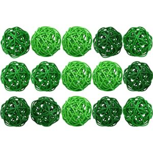 tkejzu 15 pcs wicker rattan balls 2 inch small decorative balls twig orbs spheres vase fillers for green themed wedding bridal baby shower valentine’s day home decor green mint dark-green