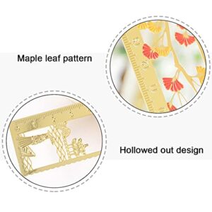 Bookmark Ruler Classical Metal Brass Book Mark Maple Leaf Hollow Page Marker for Teacher Appreciation Gifts Childrens Day Gifts