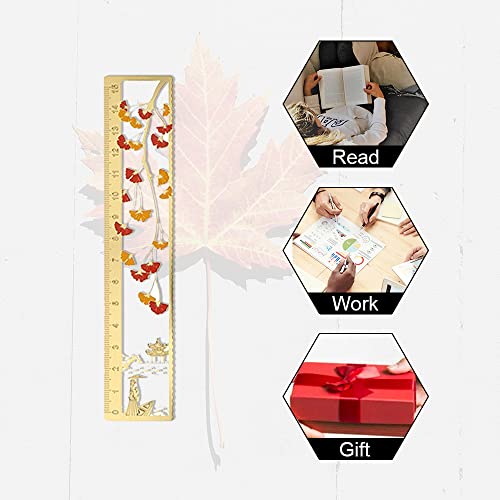 Bookmark Ruler Classical Metal Brass Book Mark Maple Leaf Hollow Page Marker for Teacher Appreciation Gifts Childrens Day Gifts