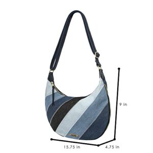 MUDD Handbags For Women Designer Patchwork Hobo Bag Denim