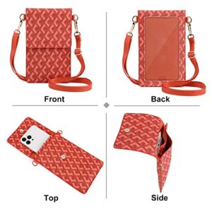 seOSTO Cell Phone Purse, Lightweight Small Wallet Purses and Handbags with 2 Shoulder Strap for Women (orange)