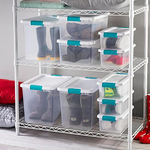 Sterilite Multipurpose 25 Quart Capacity Clear Plastic Storage Tote Home and Office Organization Bins with Latching Lids and Handles, (18 Pack)