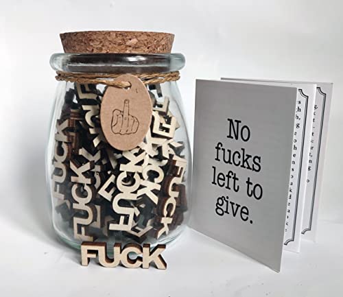 Jar of Fuck Gift Jar,Gag Gift Birthday Gift Funny Gift,Gift for Friend，Anniversaries Gift ，Fool Friends and Make Family Laugh Out Loud "Fuck to Give"(7oz)