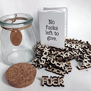 Jar of Fuck Gift Jar,Gag Gift Birthday Gift Funny Gift,Gift for Friend，Anniversaries Gift ，Fool Friends and Make Family Laugh Out Loud "Fuck to Give"(7oz)