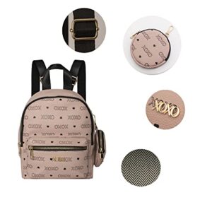 XOXO Women's Backpack Urban Heart Fashion Vegan Leather Ladies Travel Bag Rose