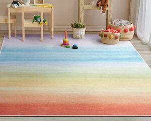 well woven kids rugs sunrise 5′ x 7′ multi color modern printed machine washable area rug