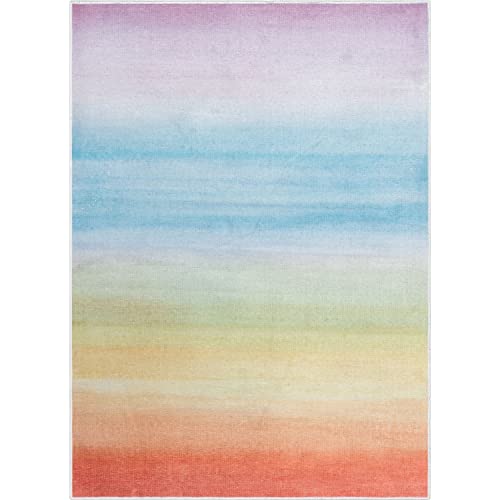 Well Woven Kids Rugs Sunrise 5' x 7' Multi Color Modern Printed Machine Washable Area Rug