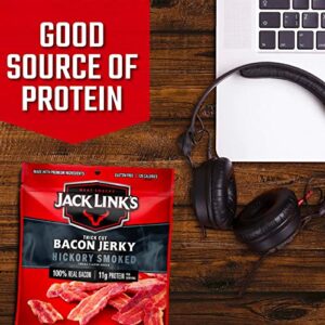 Jack Link's Bacon Jerky, Hickory Smoked, 2.5 oz. Bag - Flavorful Ready to Eat Meat Snack with 11g of Protein, Made with 100% Thick Cut, Real Bacon - Trans Fat Free (Packaging May Vary)