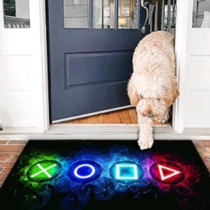 Gaming Area Rugs for Boys Cool Game Style Bedroom, Gamer Rug Boys Room Decor, Video Games Bedroom Carpet for Teens, Controller Gamepad Player Standing Throw Doormats Yoga Runner Mat Black