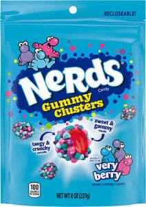 nerds gummy clusters candy, very berry, resealable 8 ounce bag