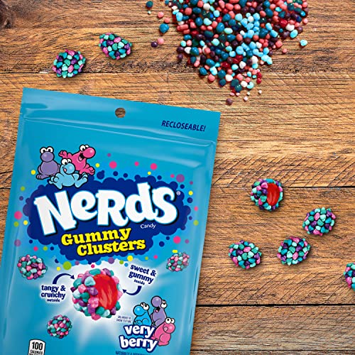 Nerds Gummy Clusters Candy, Very Berry, Resealable 8 Ounce Bag