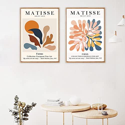 Pennclys Henri Matisse Wall Art Canvas - Matisse Cutout Art Print Matisse Pictures Matisse Cut out Flower Henri Matisse Exhibition Poster 16x24 Inch (set of 2) Unframed