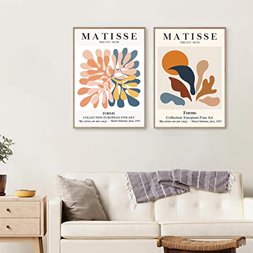 Pennclys Henri Matisse Wall Art Canvas - Matisse Cutout Art Print Matisse Pictures Matisse Cut out Flower Henri Matisse Exhibition Poster 16x24 Inch (set of 2) Unframed