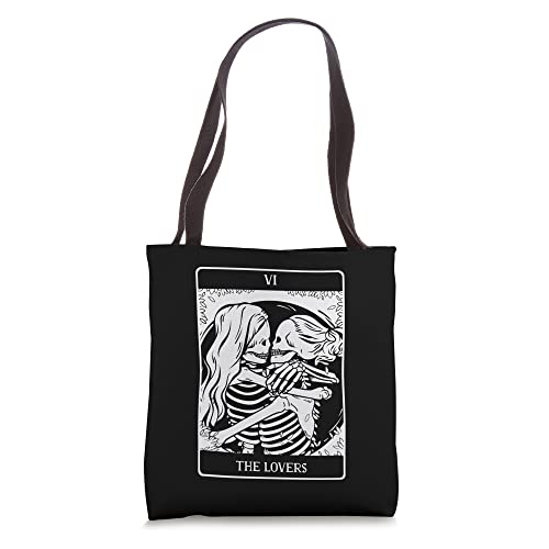 The Lovers Tarot Card Occult Goth Lesbian Skeleton Halloween Tote Bag