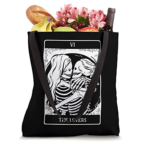 The Lovers Tarot Card Occult Goth Lesbian Skeleton Halloween Tote Bag