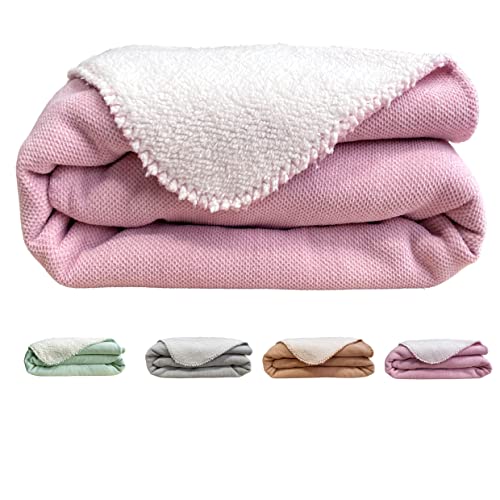 Oversized Chenille Sherpa Blanket, Warm Cozy Sherpa Blanket Soft Fluffy Blanket for Couch Bed Sofa, Pink, 60x80 inches, All Season