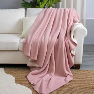 Oversized Chenille Sherpa Blanket, Warm Cozy Sherpa Blanket Soft Fluffy Blanket for Couch Bed Sofa, Pink, 60x80 inches, All Season