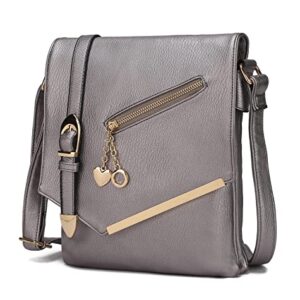 MKF Collection Crossbody Bag for Women – Shoulder Strap – PU Leather Handbag Medium Ladies Messenger Side Purse