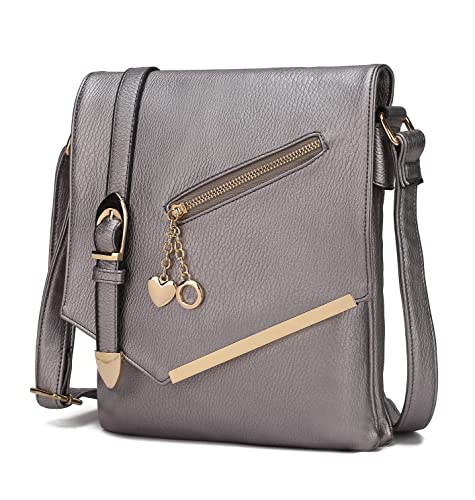 MKF Collection Crossbody Bag for Women – Shoulder Strap – PU Leather Handbag Medium Ladies Messenger Side Purse