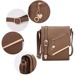 MKF Collection Crossbody Bag for Women – Shoulder Strap – PU Leather Handbag Medium Ladies Messenger Side Purse