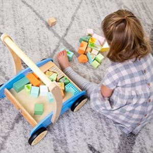 PIDOKO KIDS Wooden Baby Walker - 1 Year Old Boy Girl Gifts - Includes Stacking Sorting Cups, Zoo Themed Blocks and Book - Developmental Montessori Learning Toys for Babies 12 Months +