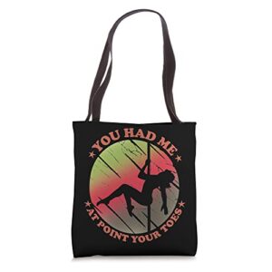 pole dance – funny pole fitness tote bag