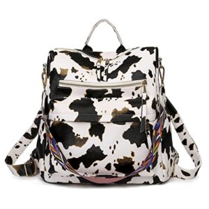 women backpack purse convertible daypack fashion designer travel casual shoulder bag (cow off-white)