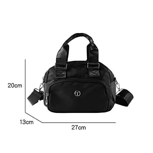 QXPDD Crossbody Bag for Women Shoulder Bags Vintage Nylon Handbag Messenger Bag Travel Daily Tote Bag,Black