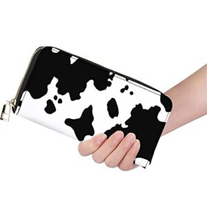 Qwalnely Leather Cow Print Wallet Cow Print Purse for Women Phone Credit Card Storage Purse Cow Print Stuff Gifts for Ladies Girls