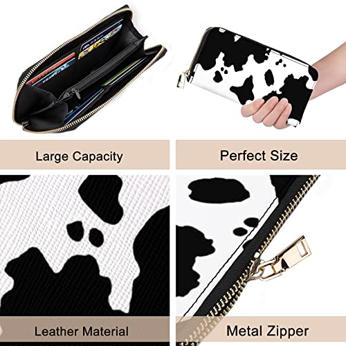 Qwalnely Leather Cow Print Wallet Cow Print Purse for Women Phone Credit Card Storage Purse Cow Print Stuff Gifts for Ladies Girls