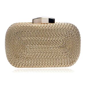 wanlian womens straw clutch summer evening handbag beach purse woven straw bag envelope clutch (gold)