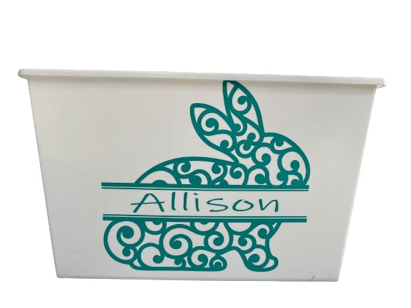 Personalized Easter Basket For Kids - Custom Bucket With Name - Pail for Gift With Handles - Decor (Pale Pink Bucket)