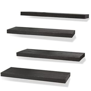 ikjzizp rustic floating shelves wood wall shelves for bathroom bedroom kitchen living room set of 4 black