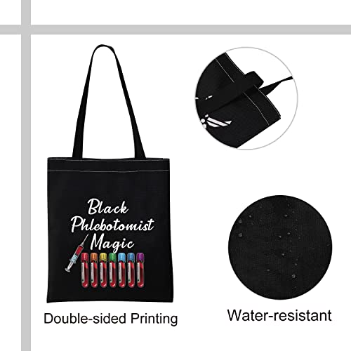 VAMSII Phlebotomist Tote Bag Black Phlebotomist Magic Shoulder Bag Black Phlebotomist Gifts Phlebotomy Technician Gifts(black tote)