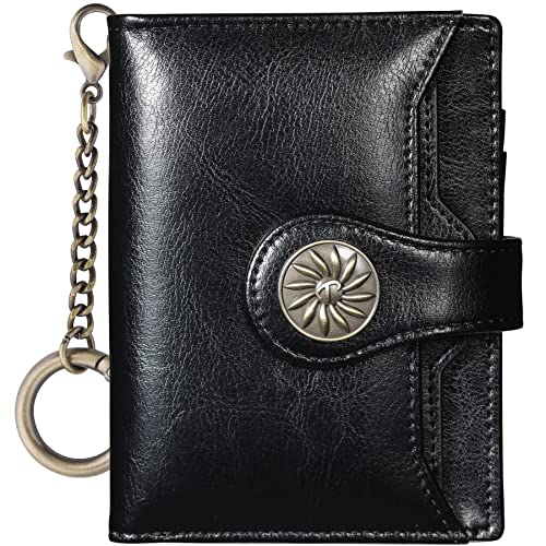 Travelambo Rfid Wallet Women Leather Bifold Compact Small Wallet for Women (Black)