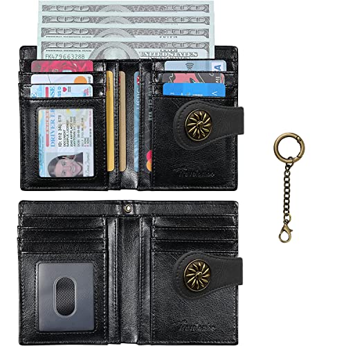 Travelambo Rfid Wallet Women Leather Bifold Compact Small Wallet for Women (Black)