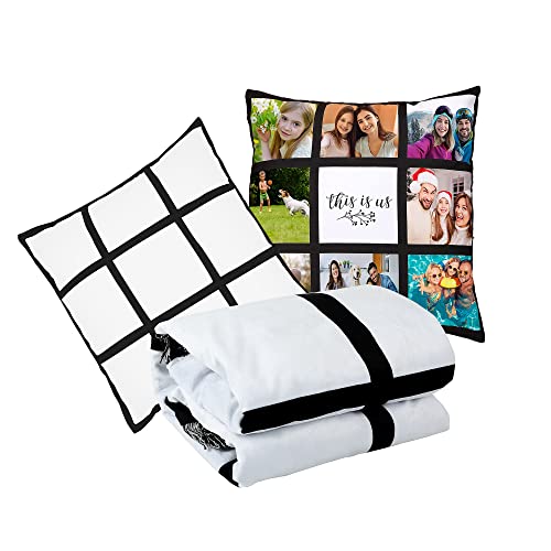 LYFLES Sublimation Blanks Blanket 40" x 60" with 20 Panel and 2PCS Blank Pillow Cases 16" x 16" with 9 Printable Panels