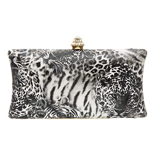 Tiger Face Box Clutch,Grey