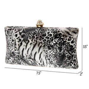 Tiger Face Box Clutch,Grey