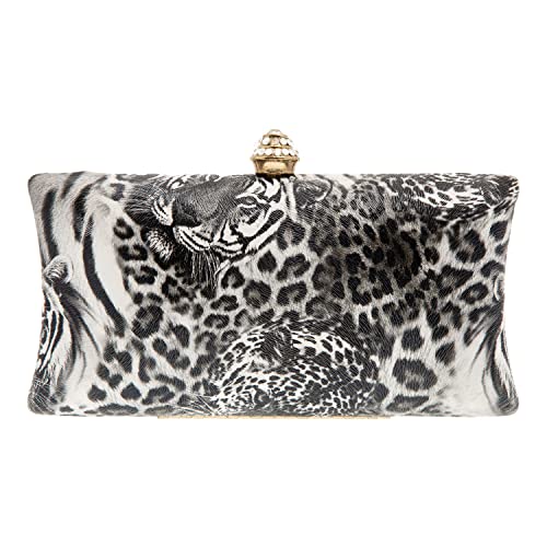 Tiger Face Box Clutch,Grey