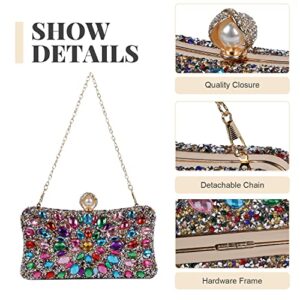 SUKUTU Women Rhinestone Evening Bag MultiColored Dazzling Crystal Clutch Bag Party Bridal Wedding Cocktail Handbag